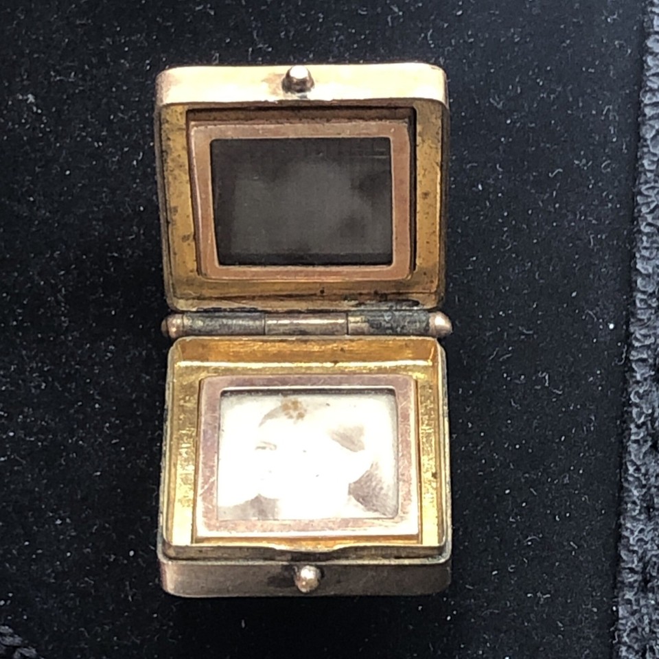 Antique Victorian Square Gold Filled Red Side/Black Side Stones Pendant ...