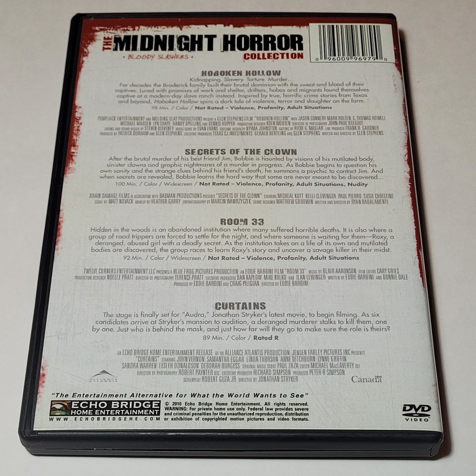 Midnight Horror Collection: Bloody Slashers DVD Hoboken Hollow Room 33 ...