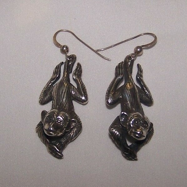 Silver Presented here is a nice pair of vintage sterling silver monkey ...