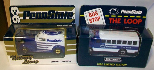 Lot 2 PENN STATE 1992 The Loop Bus and 1993 Chevy panel truck Matchbox ...