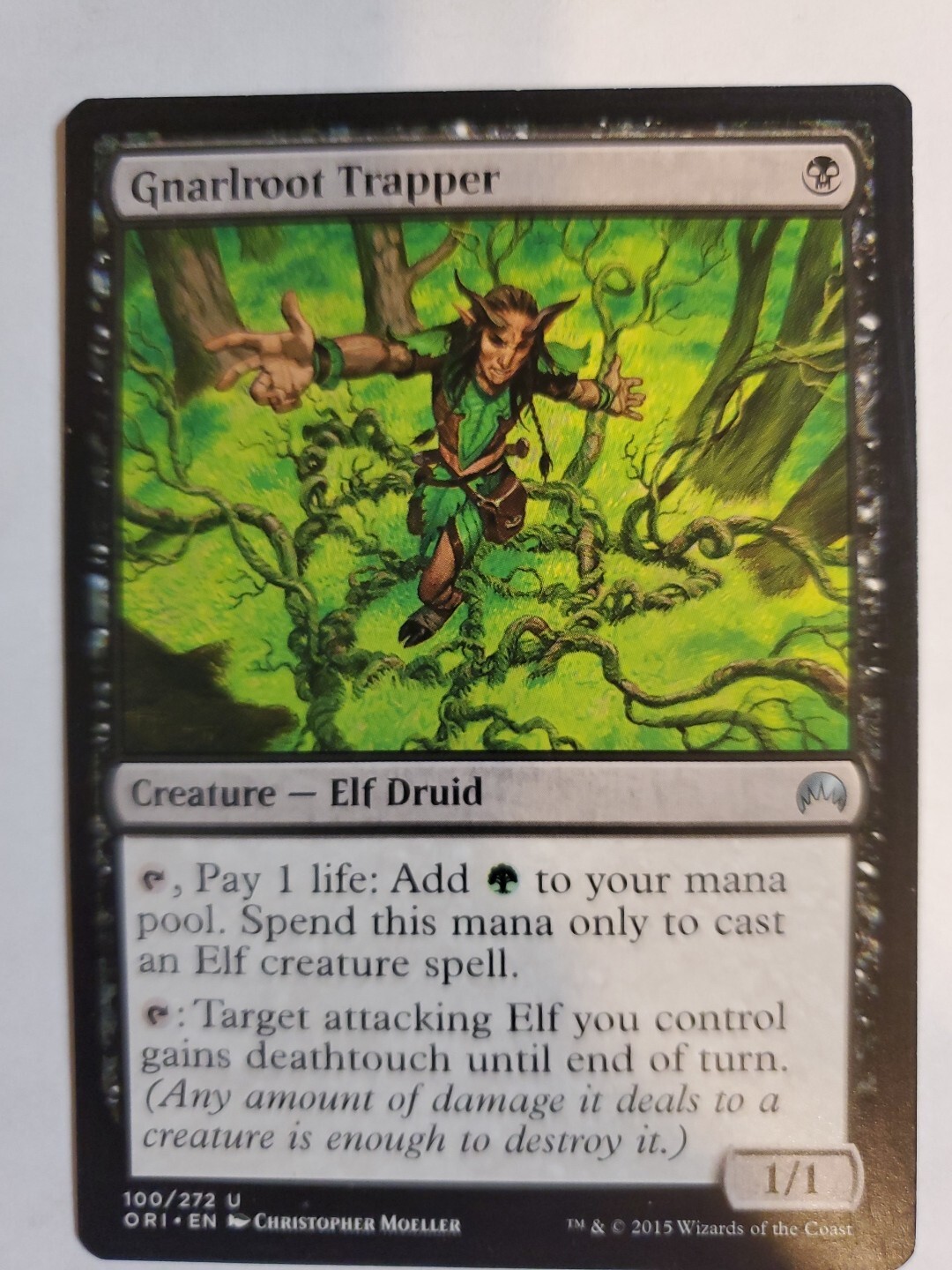 MTG Magic The Gathering Card Gnarlroot Trapper Creature Elf Druid Black ...