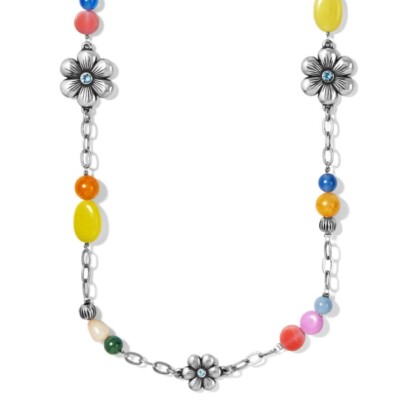 NWTag Brighton FLORETTE Flower Blue Crystal Silver MultiColor Necklace ...