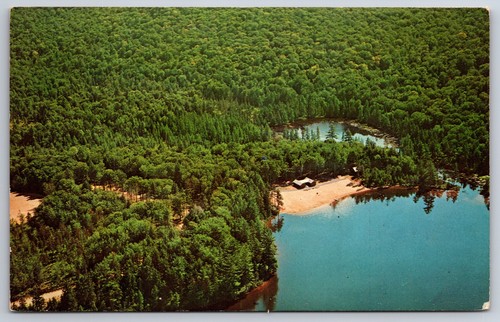 Old Forge New York~Aerial View Showing Beach @ Nicks Lake~1950s ...