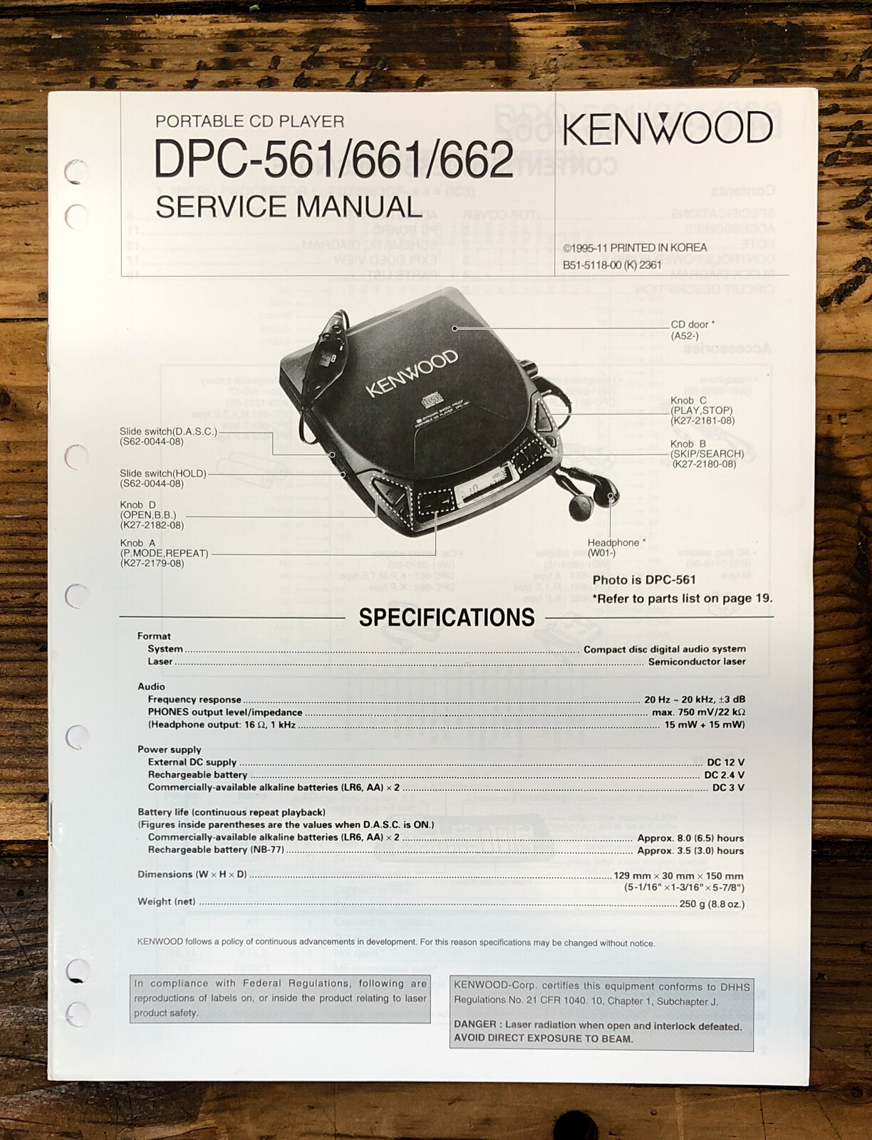 Kenwood DPC-561 -661 -662 CD Player Service Manual *Original* | eBay