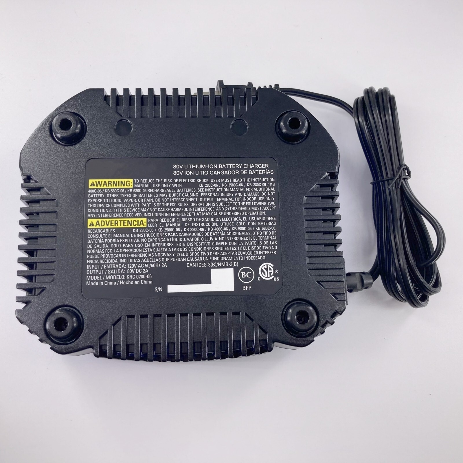 Genuine 80V Power Equipment Charger KRC 0280-06 GEN3 for Kobalt 80V ...