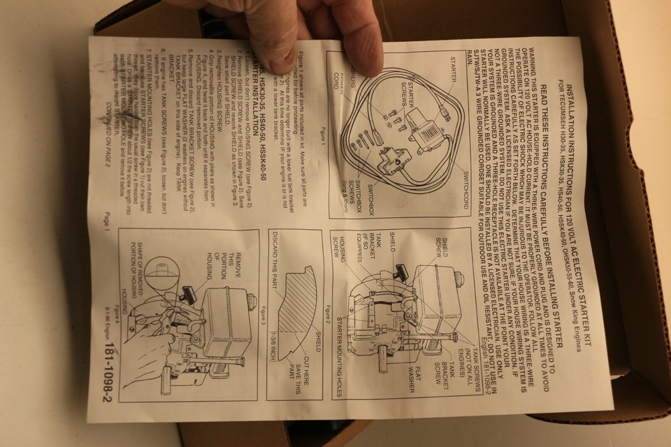 Tecumseh Electric Start Kit H30-35 HS40-50 OHH50-60 33290E 179-81E 531 ...