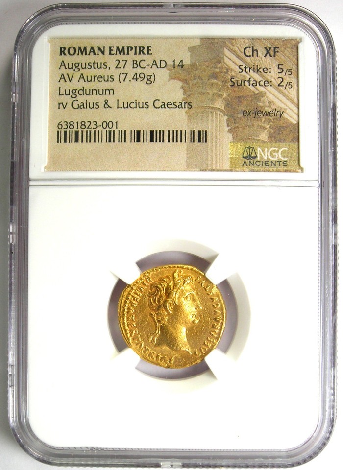 Augustus AV Aureus Gold Octavian Coin 27 BC - 14 AD - Certified NGC ...