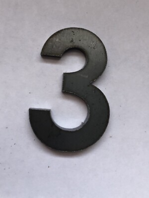 METAL NUMBER - “3” - 2” Inch Tall x 3/16” Thick - Machine Cut | eBay
