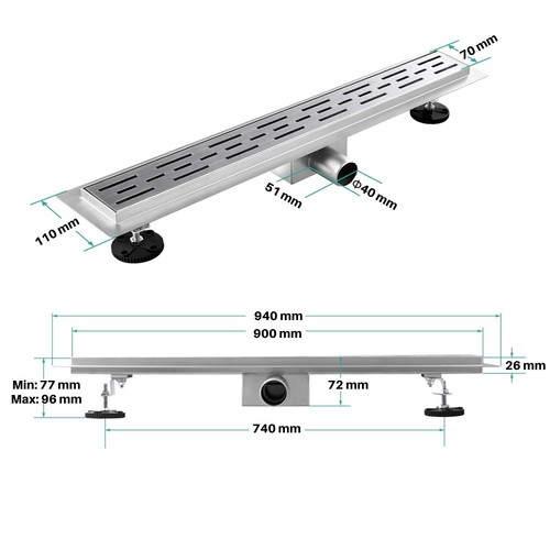 EMKE Linear Shower Floor Drain Stainless Steel For Wet Room Bathroom ...