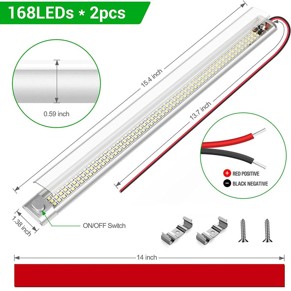 12v-80v LED Interior Light Bar, 168LEDs 1700LM 10W, DC 12 Volt led ...