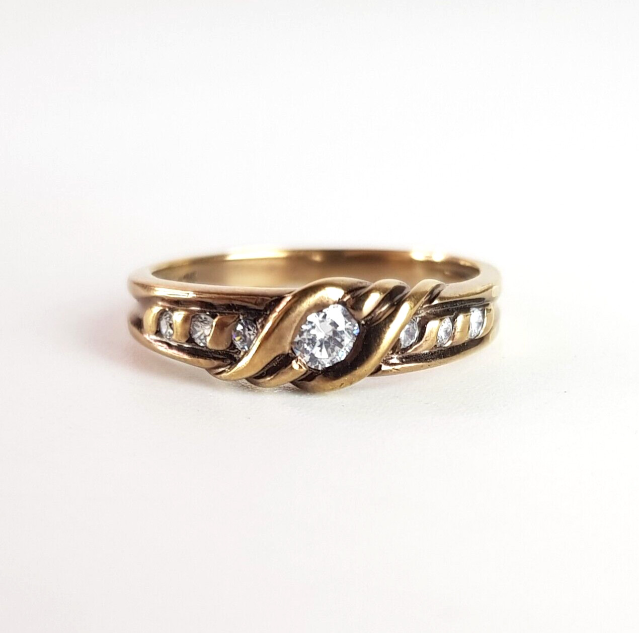 Vintage 9ct Rose Gold Medieval Style 7 Diamond Gemsto… - Gem