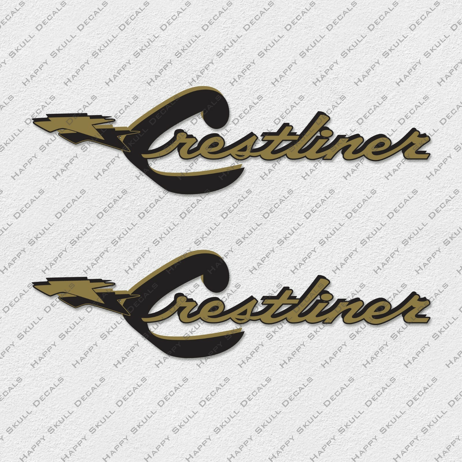 CRESTLINER BOAT LOGO GOLD/BLACK DECALS STICKERS Set of 2 15.25" LONG | eBay
