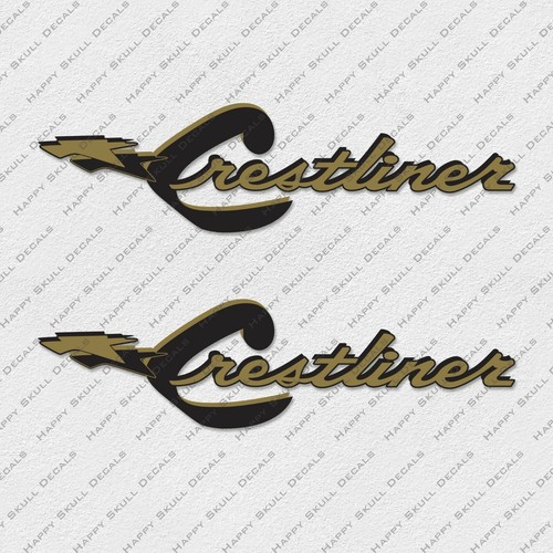 CRESTLINER BOAT LOGO GOLD/BLACK DECALS STICKERS Set of 2 15.25" LONG | eBay