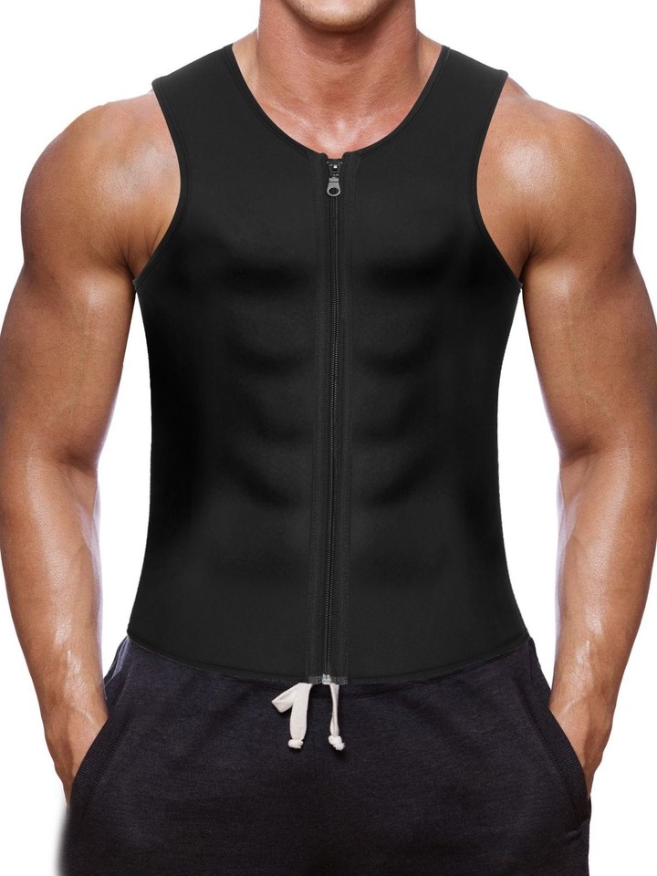 Men's Neoprene Sauna Sweat Vest Tank Top Body Shaper Waist Trainer Vest ...