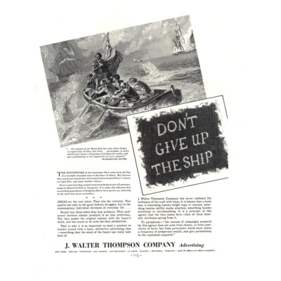 1936 J Walter Thompson Advertising: Don’t Give Up the Ship Vintage ...