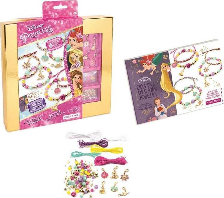 Make It Real Disney Princess Crystal Dreams Jewelry Kit - DIY Bead And ...
