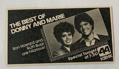1980 KBHK tv ad~ BEST OF DONNY AND MARIE Osmond ~ Ron Howard, Ruth ...