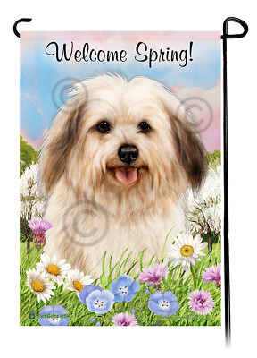 Welcome Spring Garden Flag - Cream Sable Havanese Puppy | eBay