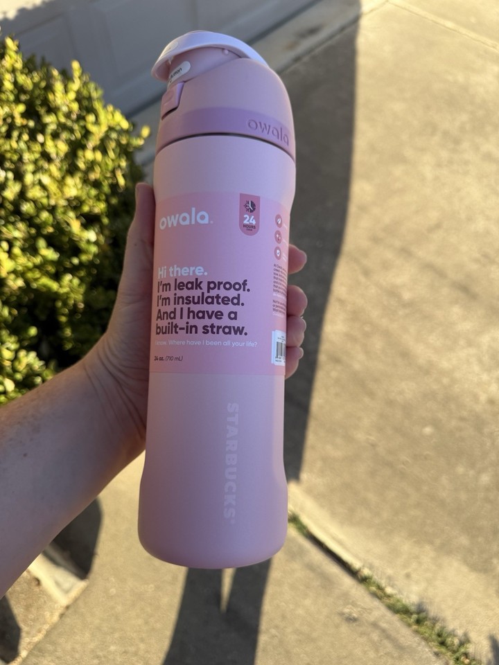 Starbucks Owala Limited Pink Stainless Steel 24oz Water Bottle Holiday 2025 | eBay