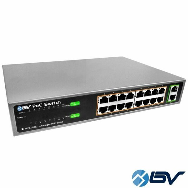 BV-Tech POESW1602A 16 Port Poe Switch 2 Gigabit 1000mbps Ethernet ...