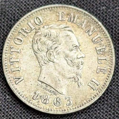 1863 Italy 50 Centesimi Silver XF+ Coin | eBay