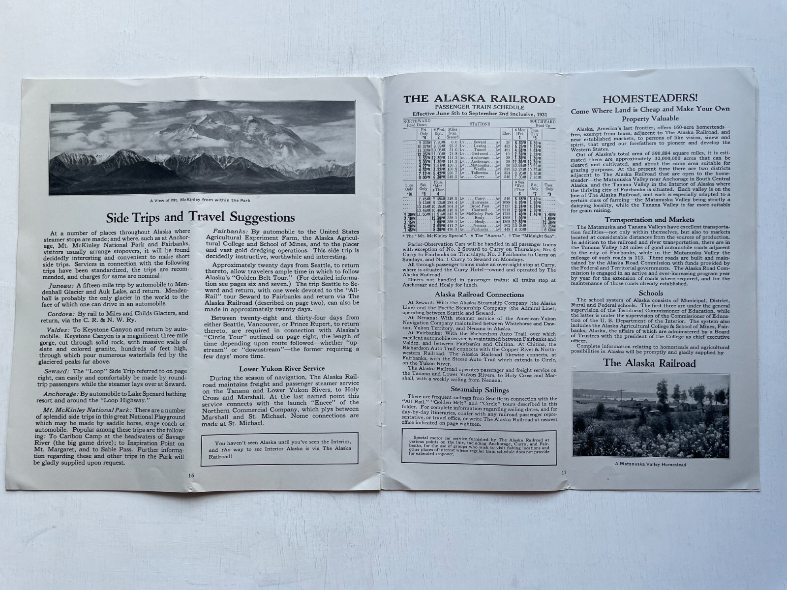 1931 Alaska Travel Brochure- By Alaska Railroad- Great Double Cover ...