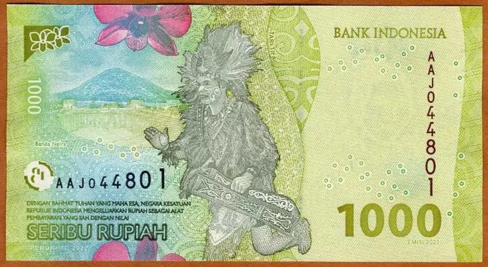 1000 Circulated Indonesia Banknote. 1000 Rupiah Banknote. 1000 Rupiah ...