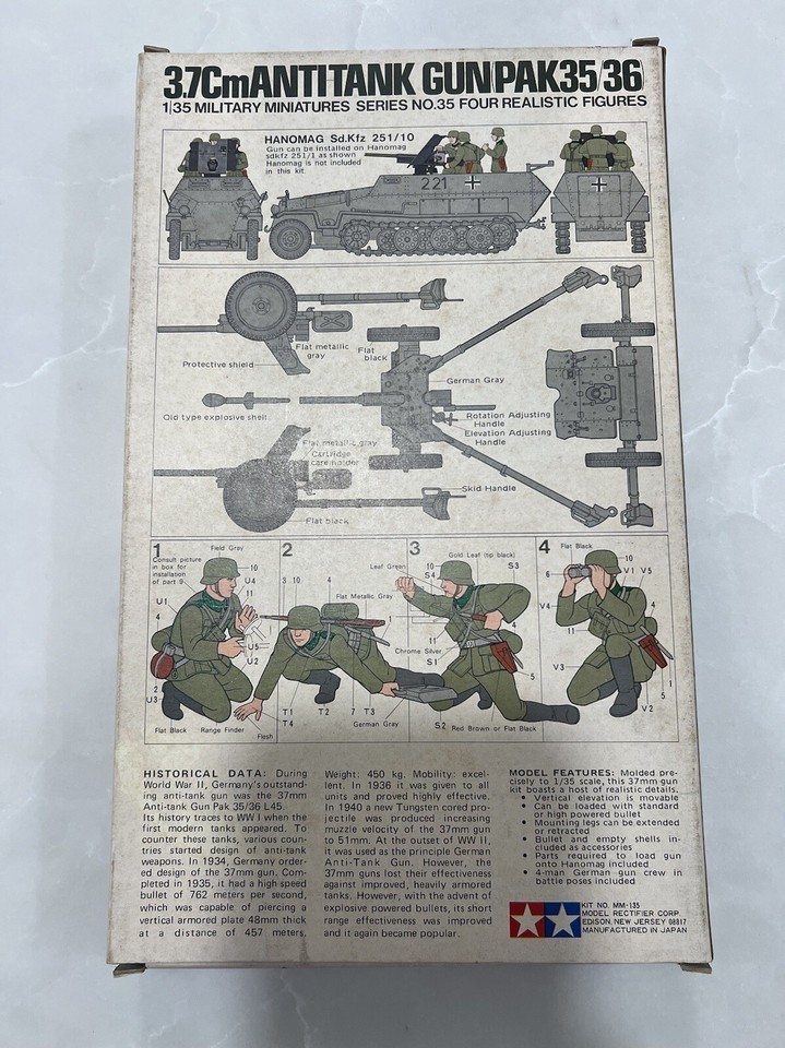 Tamiya 3.7cm German Antitank Gun Model 35035 PAK 35/36 - FREE SHIPPING ...