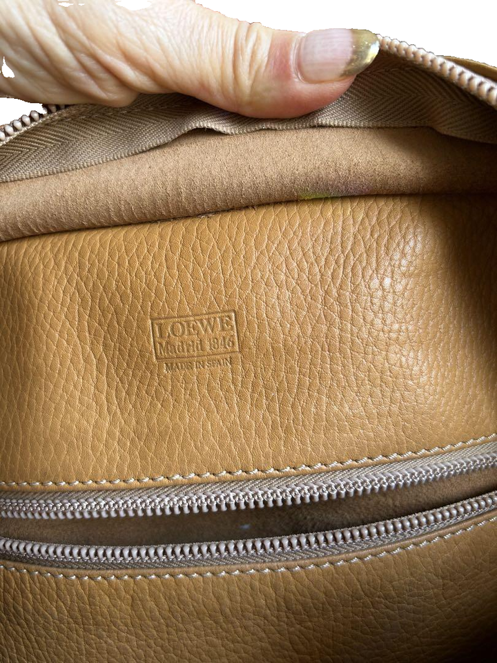 Authentic Loewe Hand Boston Bag Anagram Brown Leather 2503SY | eBay