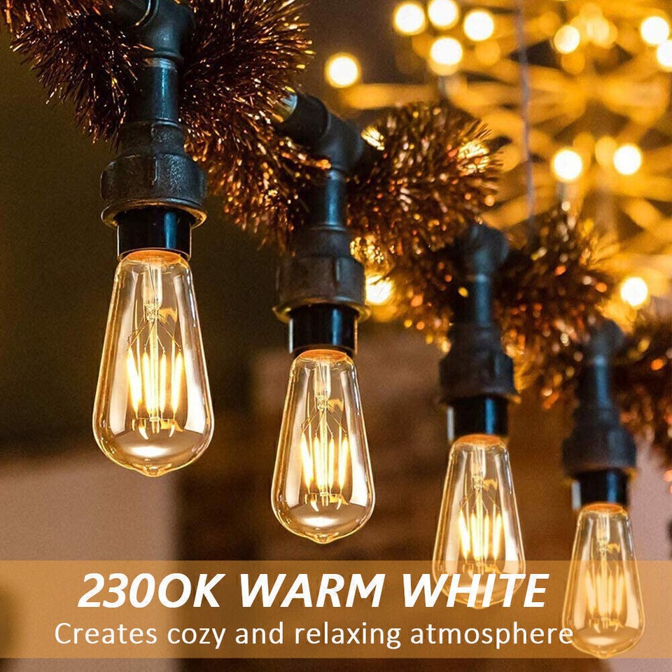 6x Vintage E27 ST64 Filament LED Light Bulb 4W Decorative Industrial ...