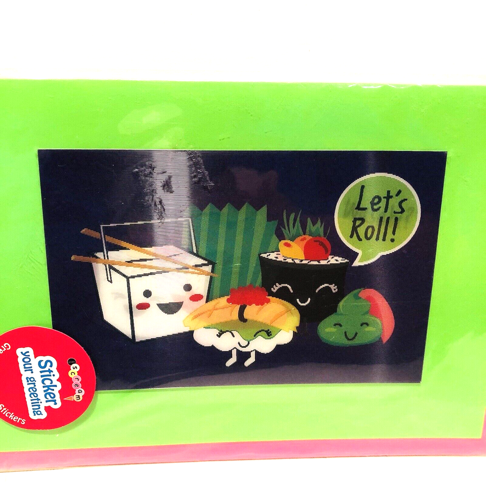 Greeting Card Lenticular Movement Wasabi Birthday Thank You Sushi ...