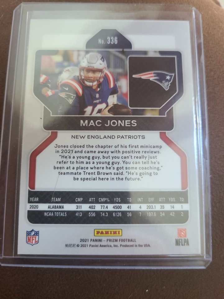 2021 Panini Prizm Football Mac Jones Rookie Card RC #336 Base Patriots ...