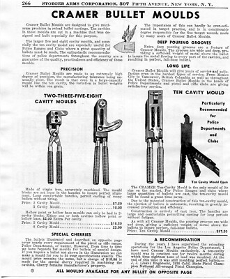 1947 Print Ad of Cramer Rifle and Revolver Bullet Moulds | eBay