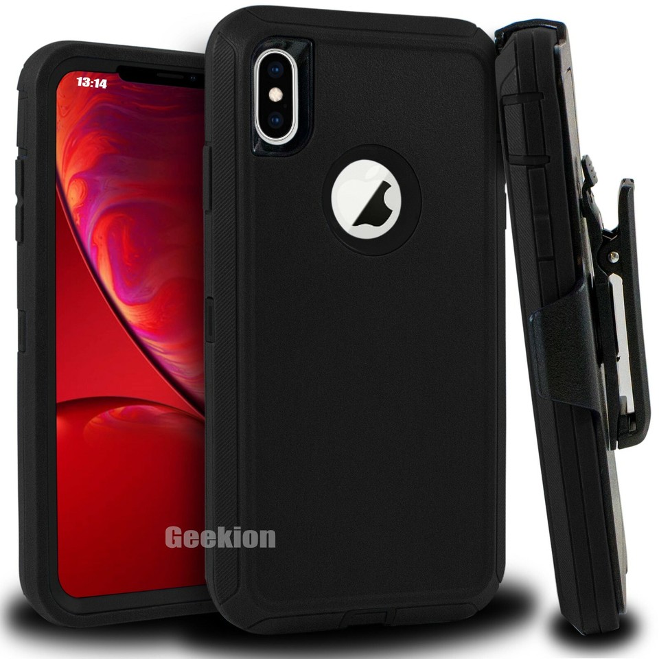 For Apple iPhone X XS MAX XR Shockproof Rugged Protective Case + Belt ...