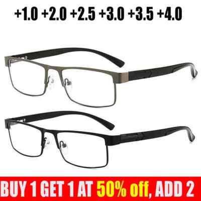Mens Reading Glasses Designer Business Metal Readers +1.0 1.5 2.0 2.5 3 ...