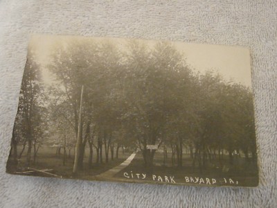 RPPC 1908 CITY PARK BAYARD IOWA BLACK & WHITE POSTED WITH STAMP NICE ...