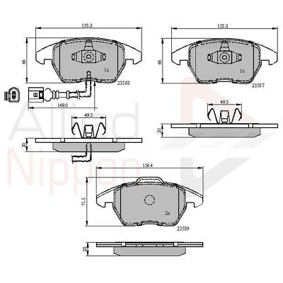 Brake Pads Set Front ADB11224 Allied Nippon 1K0698151 1K0698151C ...