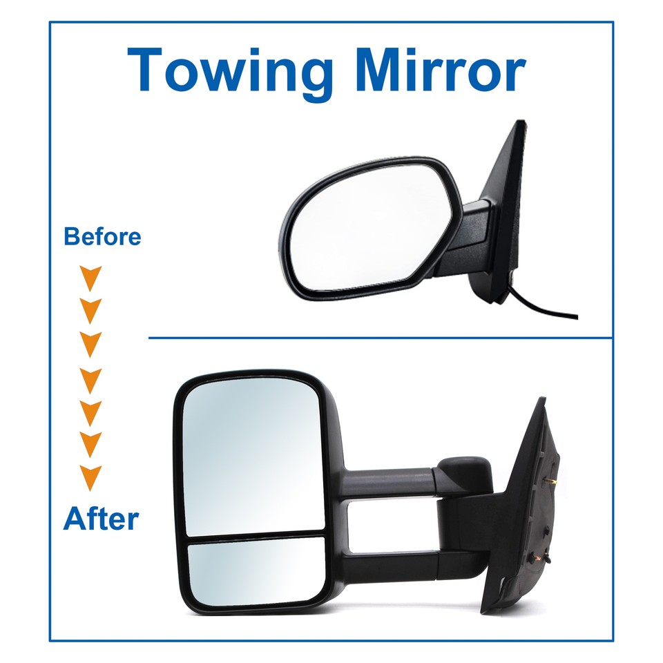 Manual Adjustment Pair Tow Mirrors for 07-13 Chevy Silverado 1500 2500 ...