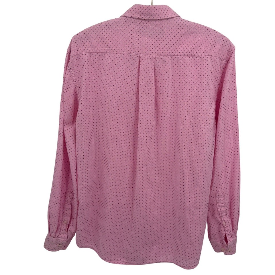 US Polo Assn Mens Medium Long Sleeve Shirt Pink Dot Print Royal Oxford ...