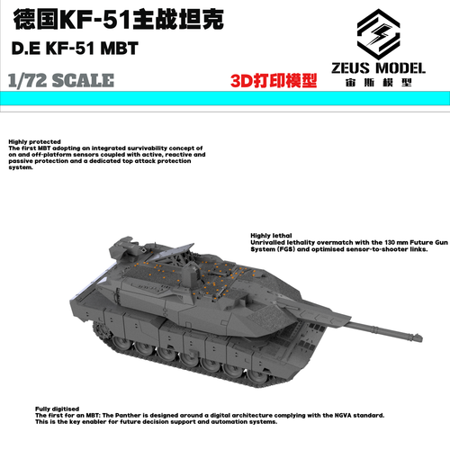 3D Printed 1/72/87/144 German KF51 New Generation Main Battle Tank ...