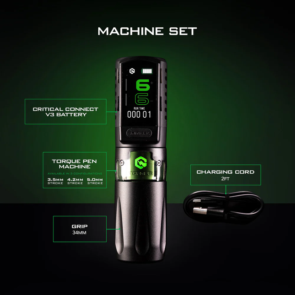 Critical Torque Wireless Tattoo Pen Machine 4.2 + Critical Connect V2 ...