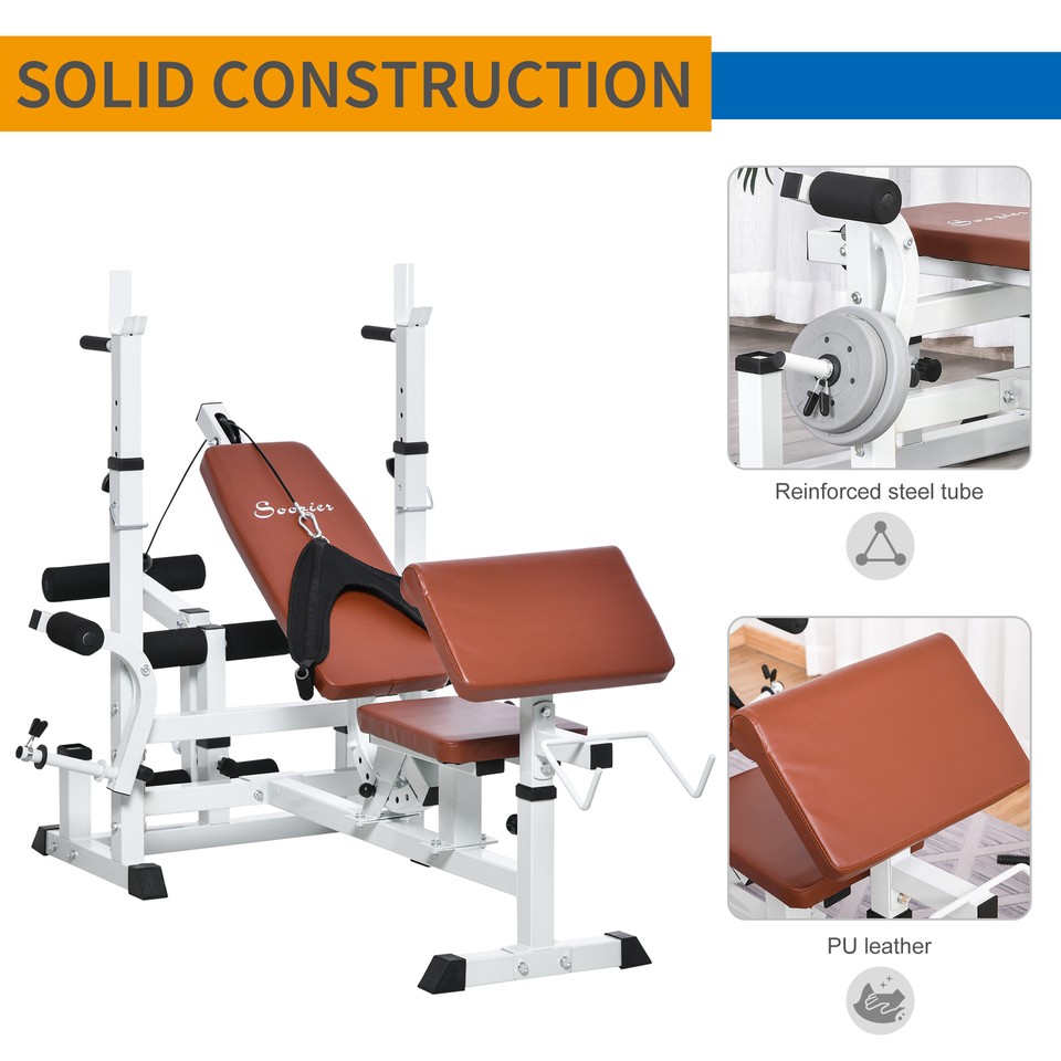 Multi-Position Olympic Home Gym Weight & Bar Rack w/ Chest Fly ...