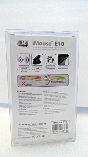 Adesso, IMOUSE E10, 2.4GHz, RF Wireless, Vertical Ergonomic Mouse ...