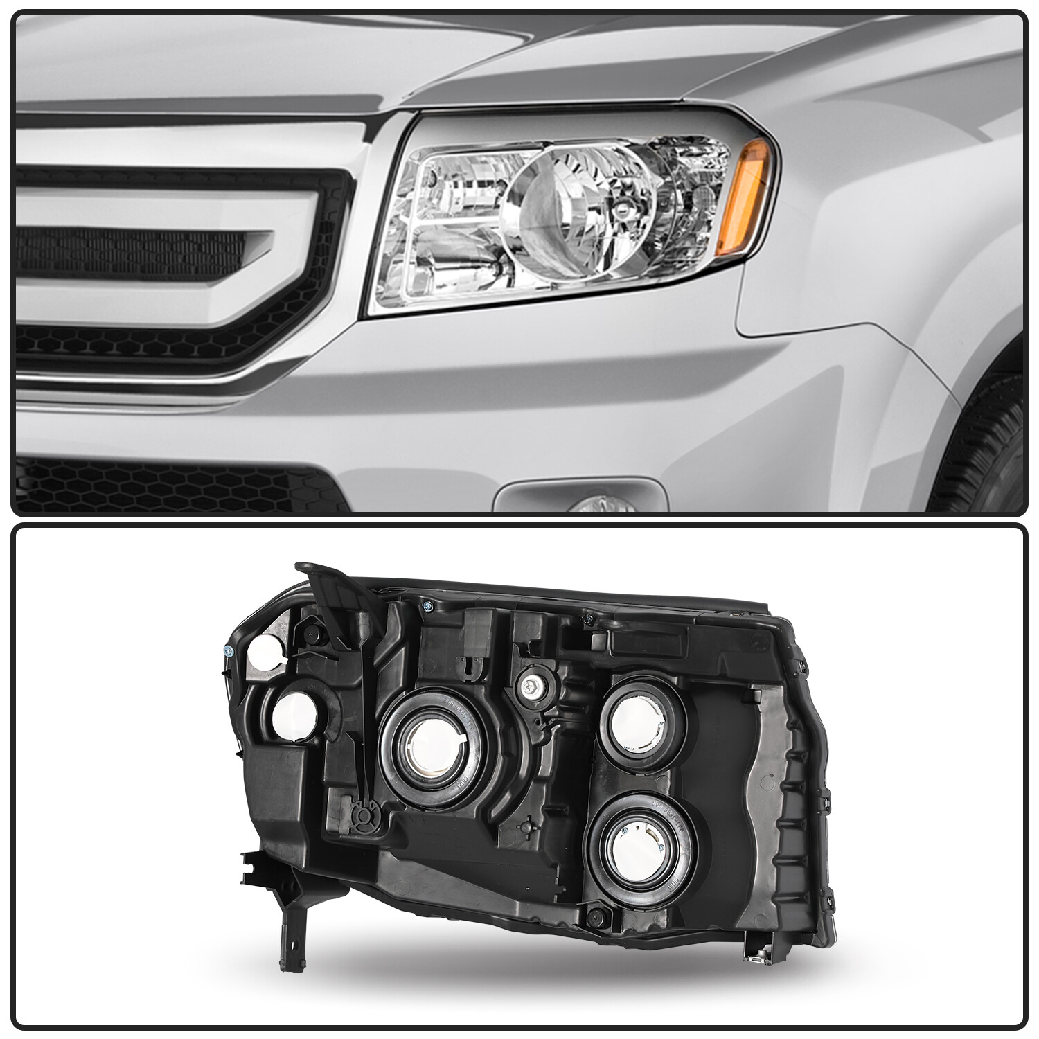 For 2009 2010 2011 Honda Pilot 4Dr Chrome Headlights Amber Corner ...