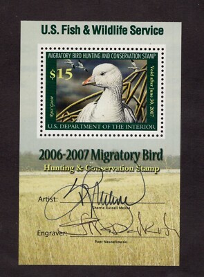 RW73b - Federal Duck Stamp. Mini Sheet Of 1. Dual Signatures MNH. OG ...