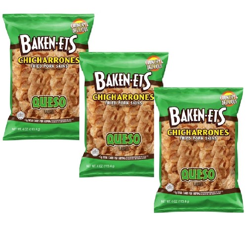 Frito-Lay Baken-Ets QUESO Fried Pork Skins Chicharrones 4 Oz. (3 Bags ...