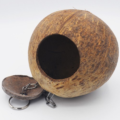 Hanging Coconut Shell Bird Hut - Weatherproof Nesting House with Loop ...