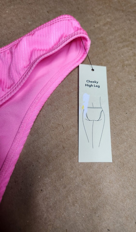 No Boundaries Women's L 14-16 Cheeky High Leg Bikini Swim Bottom Ribbed ...