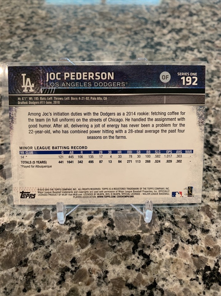 2015 Topps #192 - Joc Pederson - Variation Rookie Card Factory Set ...