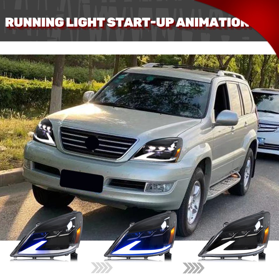 LED Headlights For Lexus GX470 2003-2009 Sequential Turn Signal Front ...